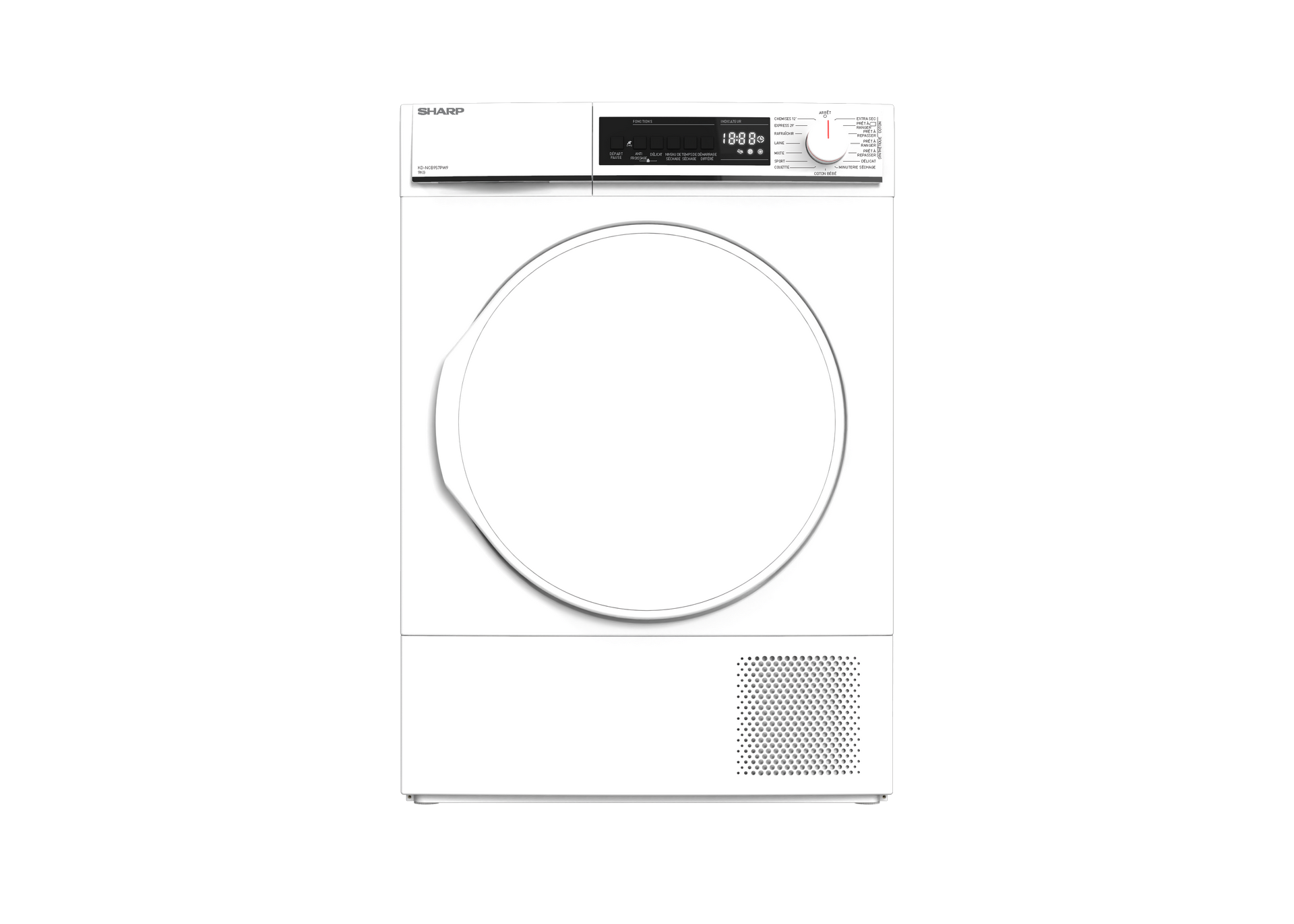 SHARP KD-NCB8S7PW91-FR Freestanding Tumble Dryer 8 kg B Class
