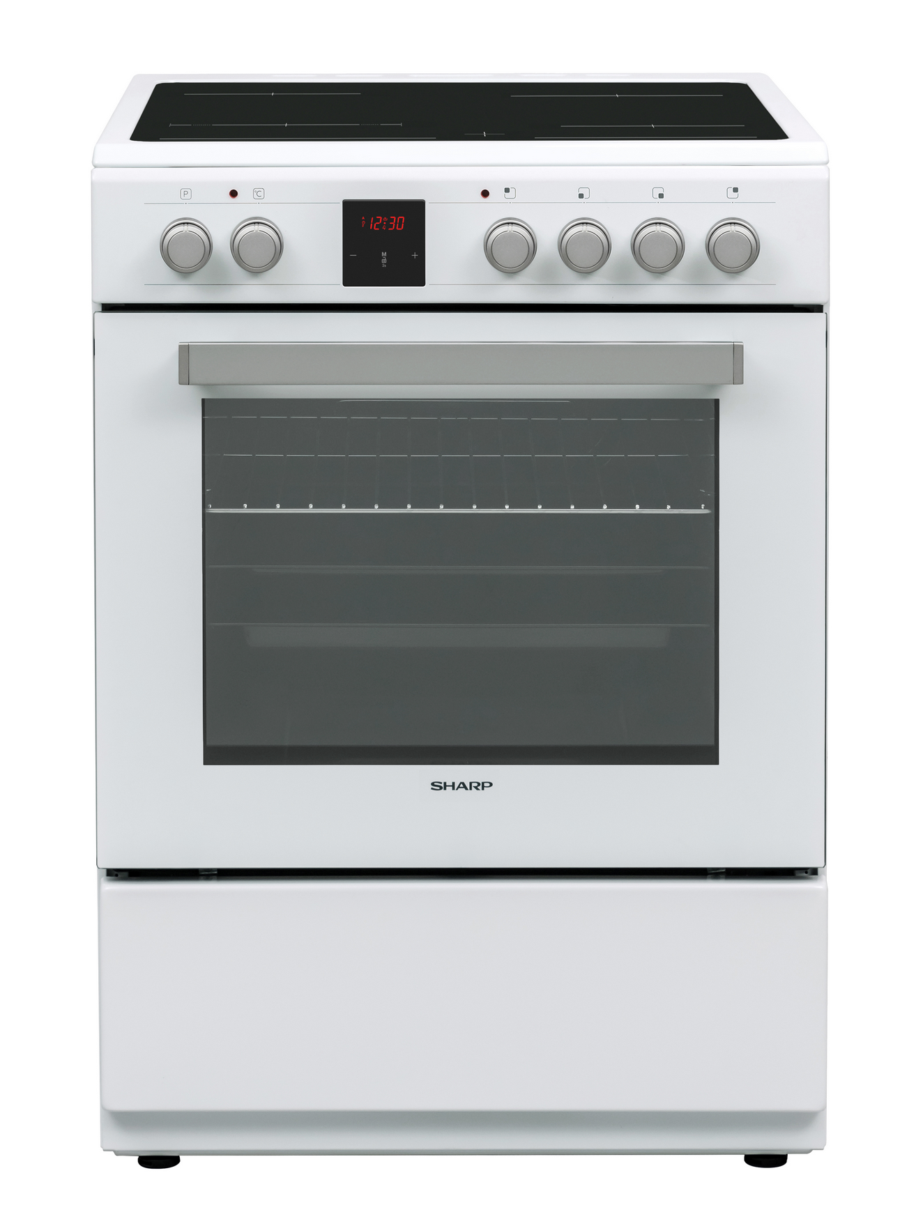 Sharp KF-76VDD19W-DE 60x60cm Freestanding Vitroceramic Single Oven, Wh