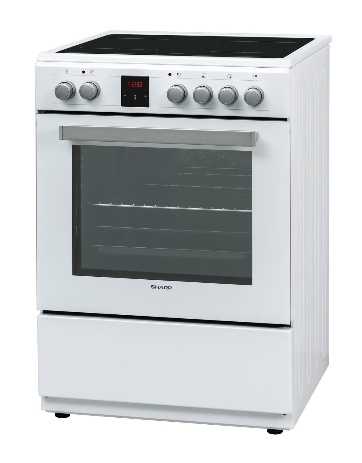 Sharp KF-76VDD19W-DE 60x60cm Freestanding Vitroceramic Single Oven, Wh